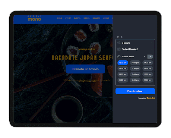 Widget di prenotazione interattivo | Quandoo for Restaurants